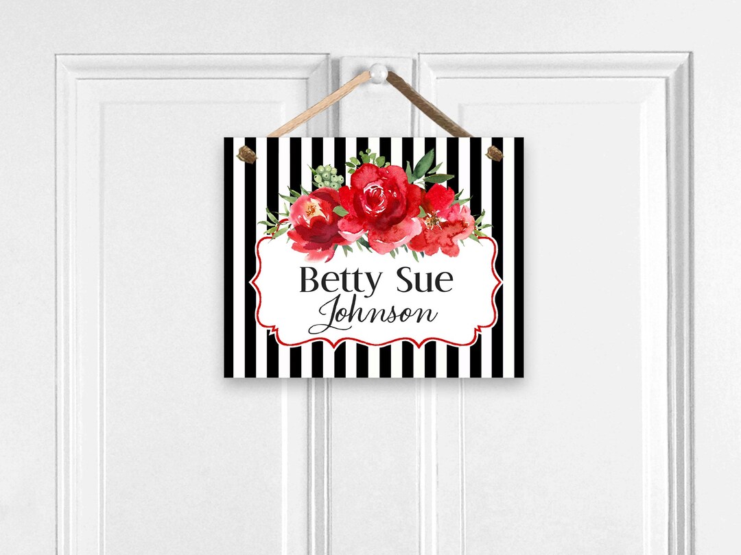 Senior Living Door Sign Red Roses Custom Welcome Sign Personalized Door ...