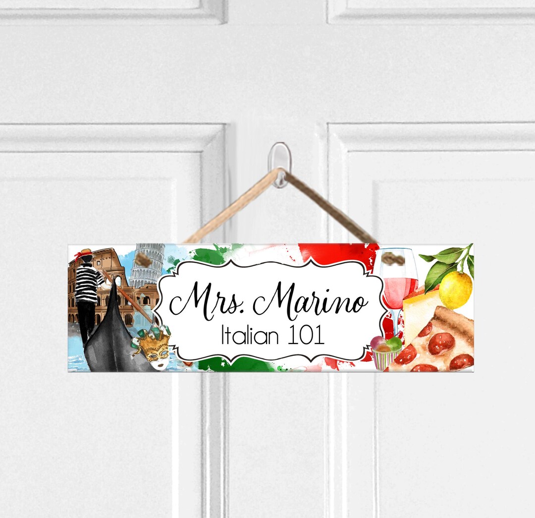 Teacher Door Sign Italian Classroom Door Hanger Personalized Teacher ...