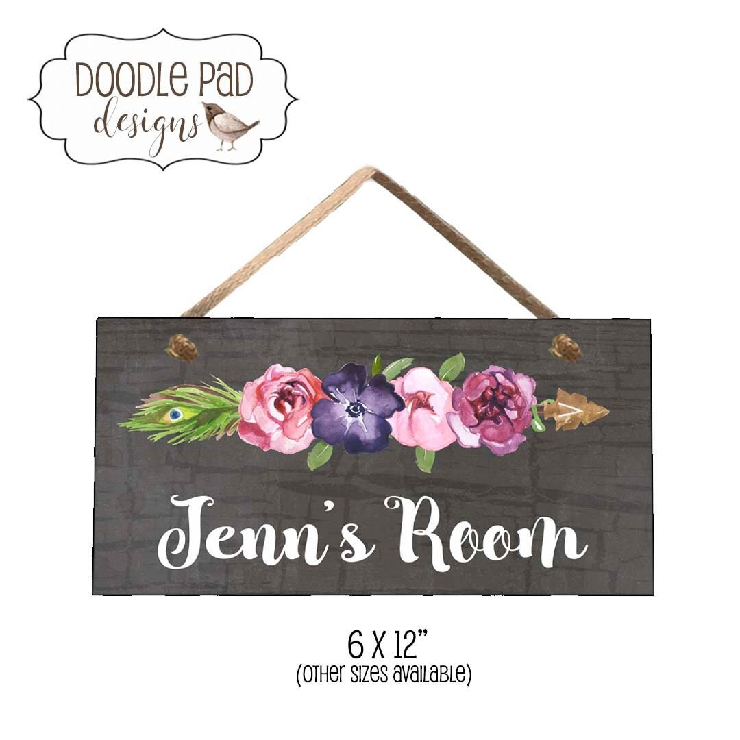 Watercolor Flowers Name Room Door Sign for Senior Living, Assisted ...