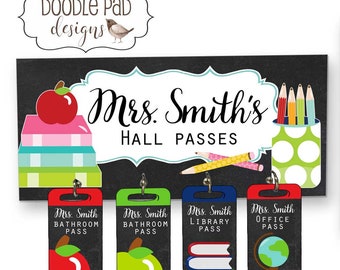 Personalized Classroom Decor Hall Passes Sign Teacher Gift | Etsy