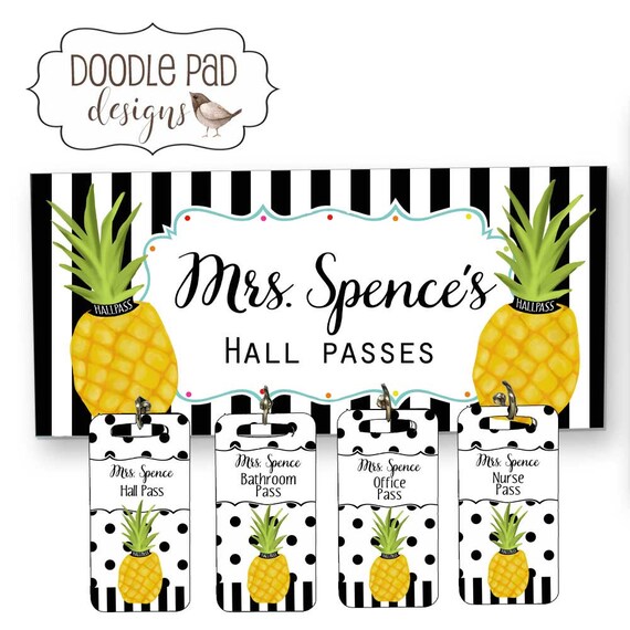Personalized Pineapple Classroom Decor Hall Passes Sign - Etsy