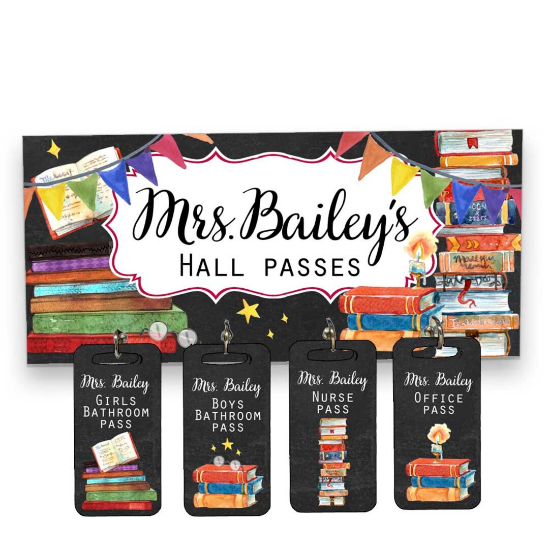 Book Themed Classroom Decor, Hall Passes Sign, Teacher Gift, Classroom ...