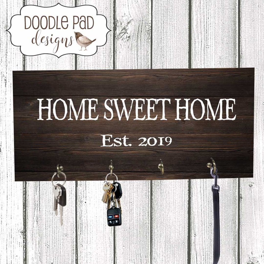 Personalized Key Hanger, Home Sweet Home, Key Hook Organizer, Farmhouse ...