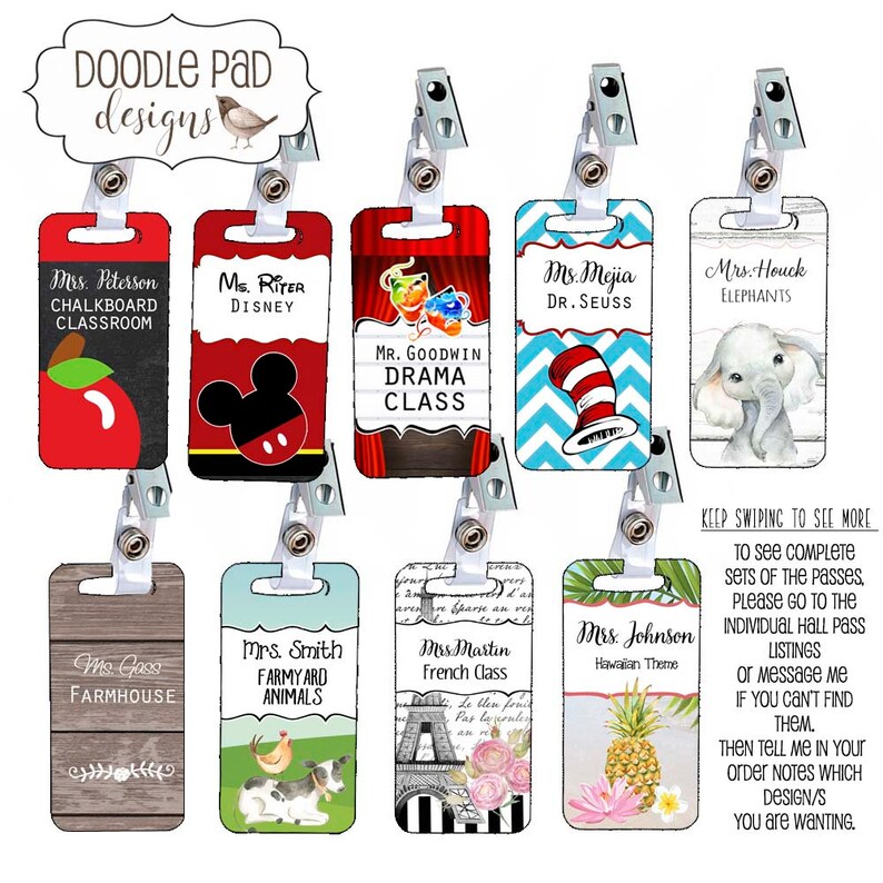 Personalized Hall Passes Add-on Hall Passes Various Themes - Etsy