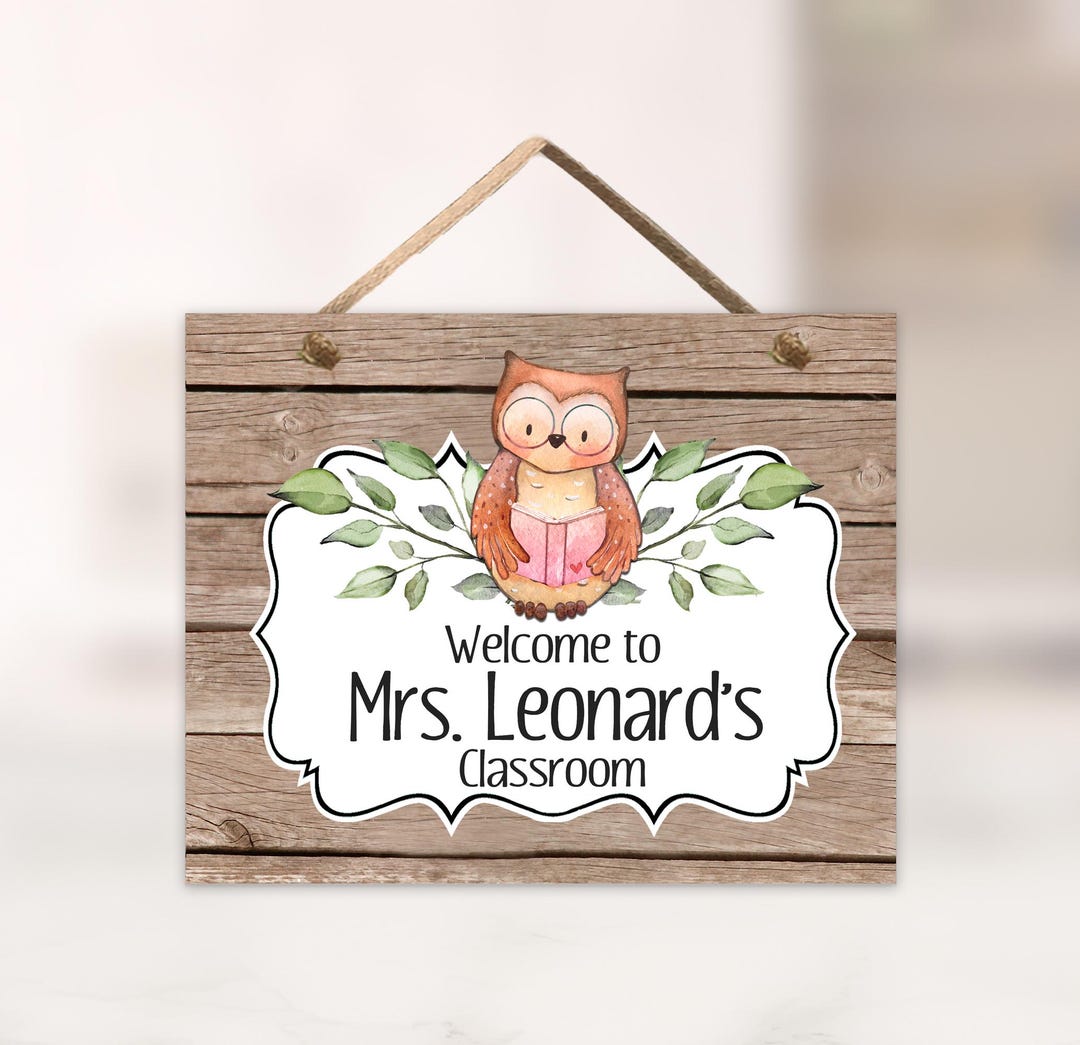Teacher Door Sign Owl Reading Classroom Door Hanger English Teacher ...