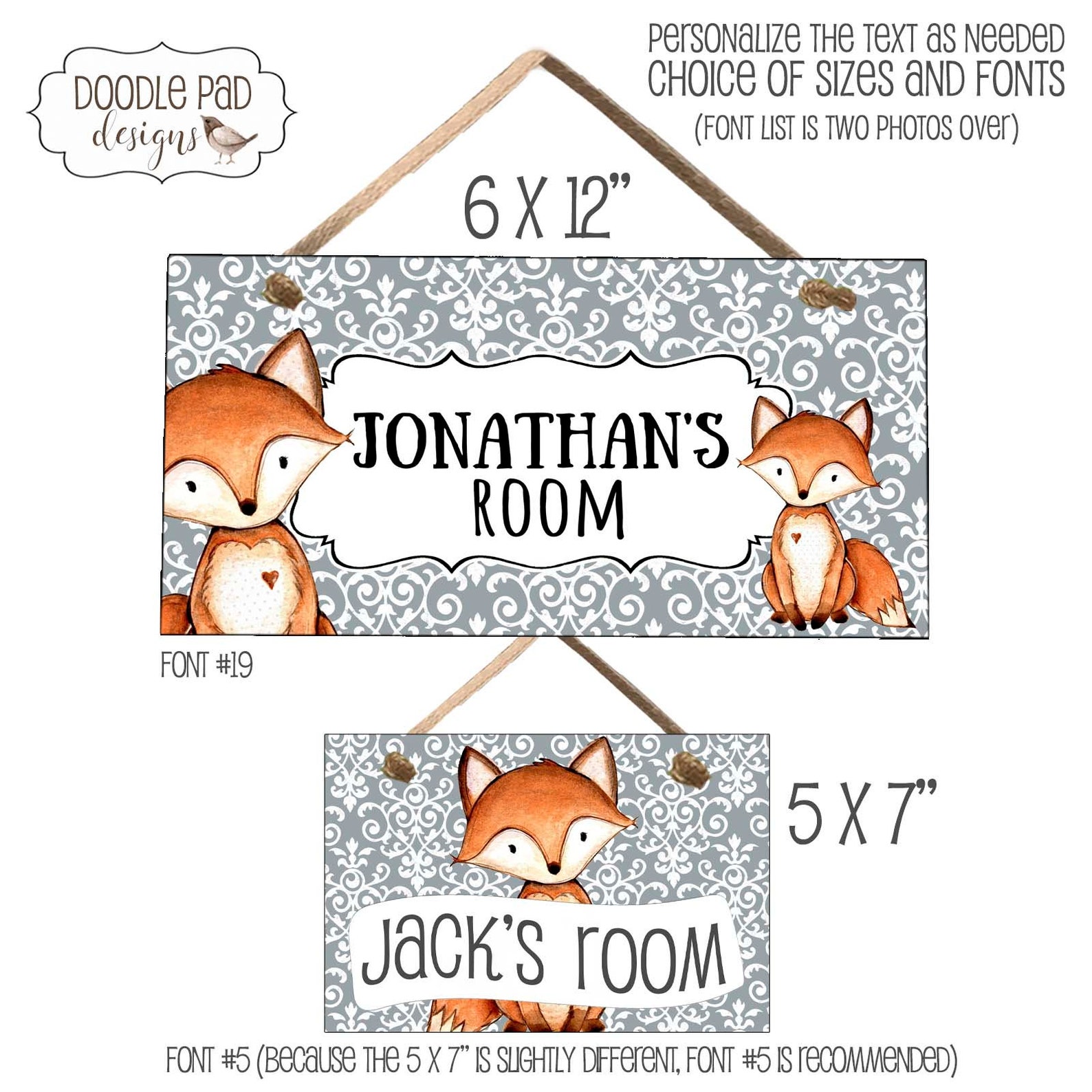 Personalized Woodland Fox Door Name Sign | Etsy