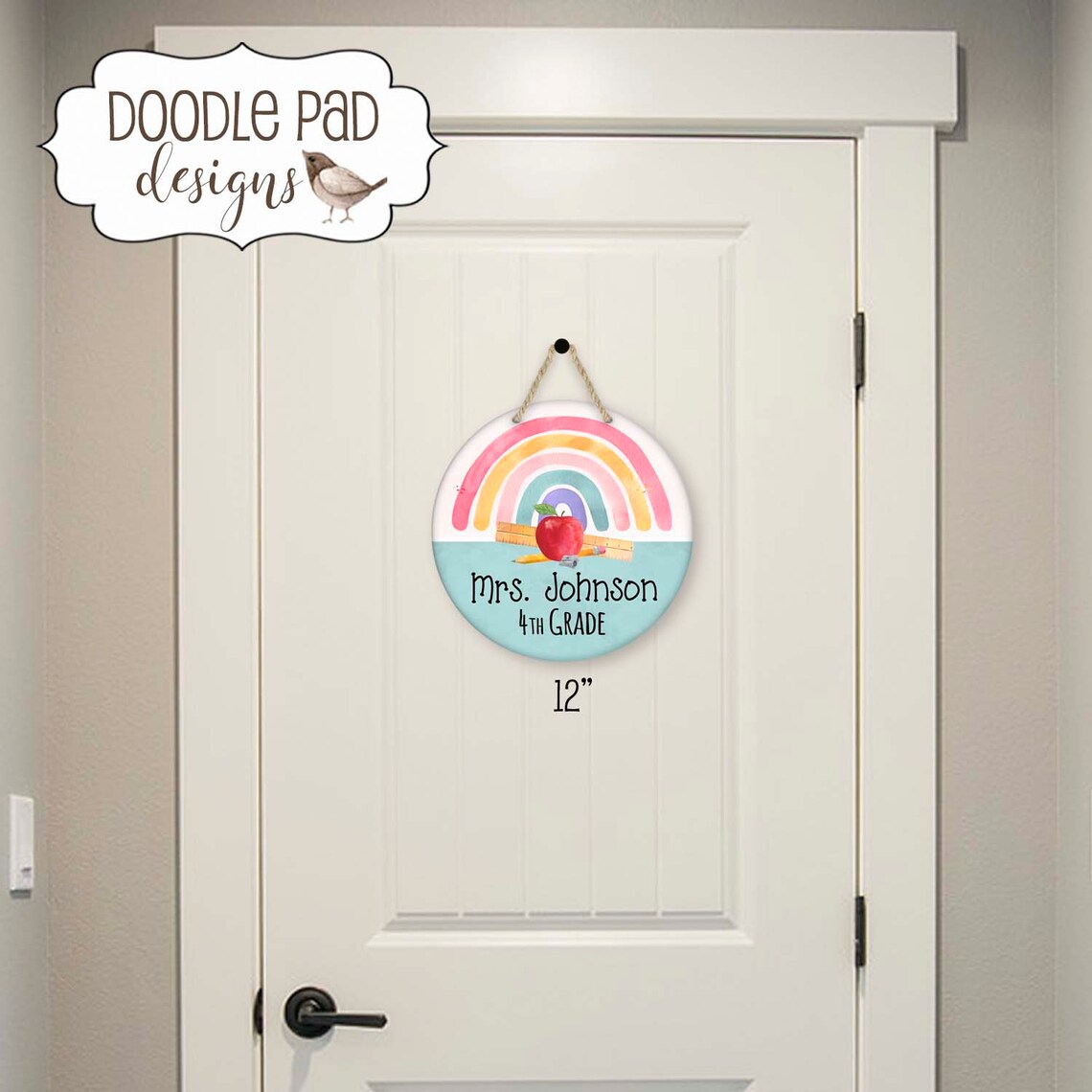 Round Rainbow Classroom Teacher Name Door Sign 12 - Etsy