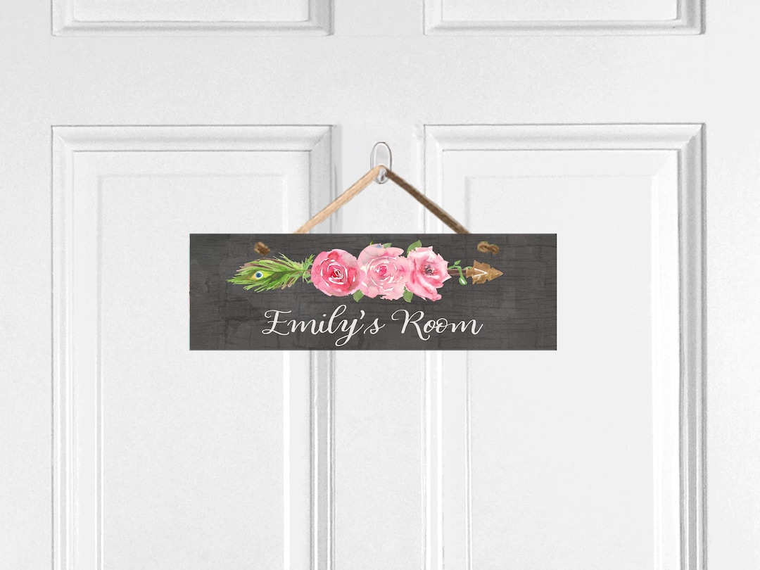 Personalized Girls Bedroom Door Sign, Boho Name Sign, Watercolor ...