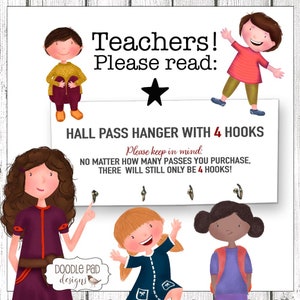 Custom Hall Passes School Spirit Decor Classroom Hall Pass Hanger ...