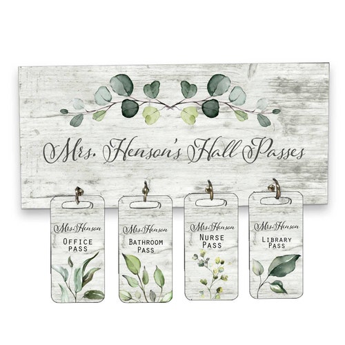 Personalized Classroom Decor Hall Passes Sign Teacher Gift | Etsy