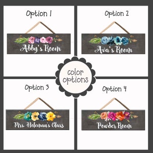 Watercolor Flowers Name Room Door Sign for Senior Living, Assisted ...