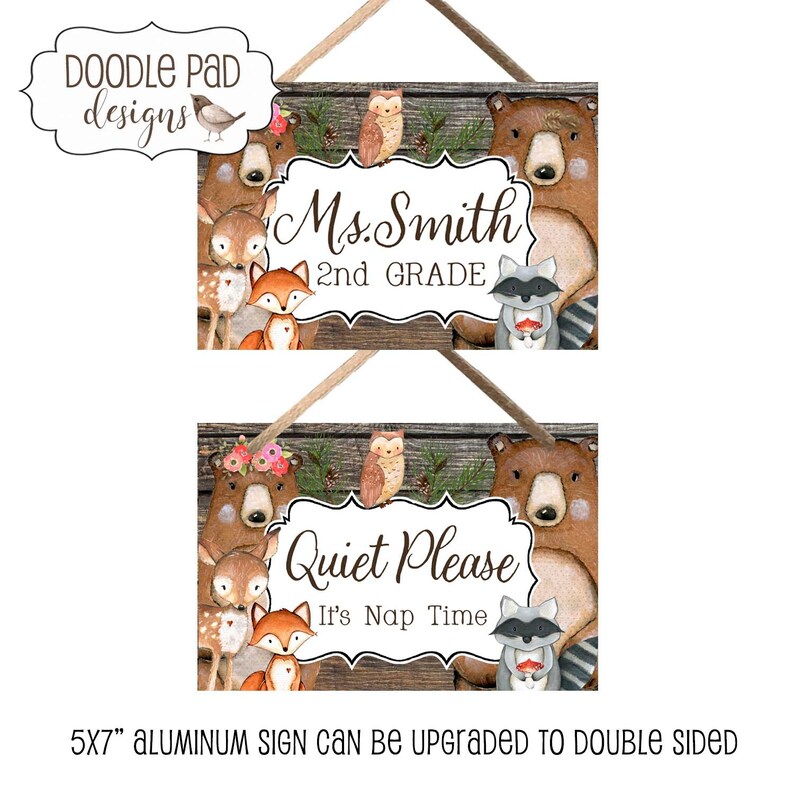 Woodland Animals Classroom Door Sign Personalized Teacher | Etsy