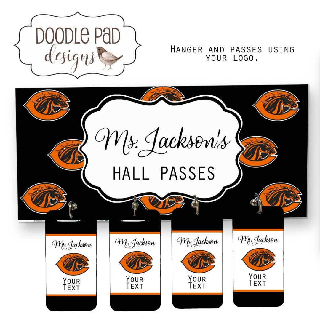 Custom Hall Passes School Spirit Decor Classroom Hall Pass Hanger Personalized Teacher Gift - Etsy