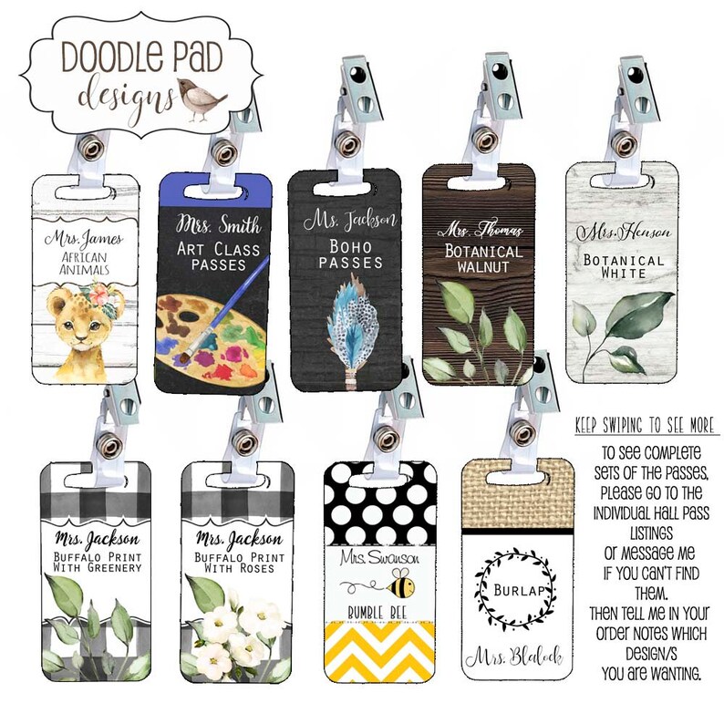 Personalized Hall Passes Larger Sizes Add-on Hall Passes - Etsy
