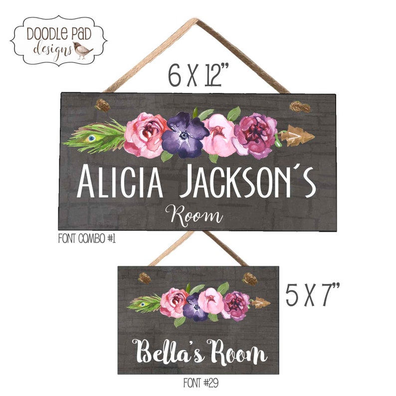 Watercolor Flowers Name Room Door Sign for Senior Living - Etsy