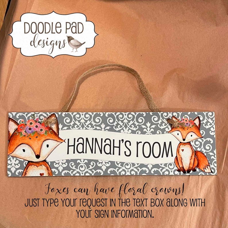 Personalized Woodland Fox Door Name Sign | Etsy