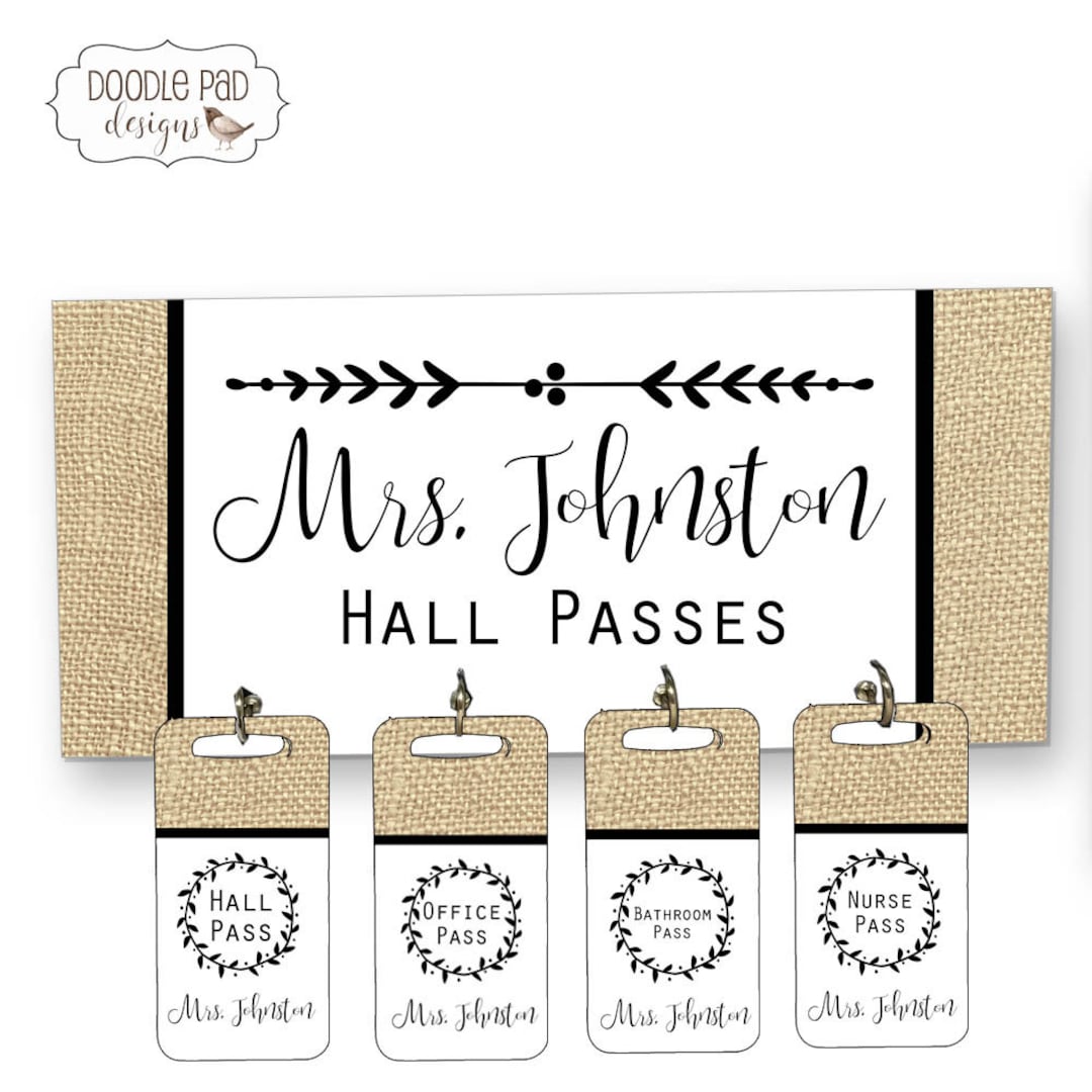 Personalized Classroom Decor Hall Passes Sign Farmhouse - Etsy