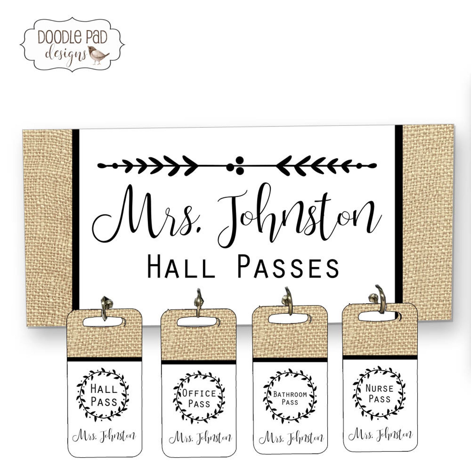 Personalized Classroom Decor Hall Passes Sign Farmhouse - Etsy