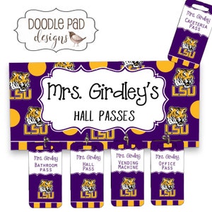 Custom Hall Passes School Spirit Decor Classroom Hall Pass Hanger ...