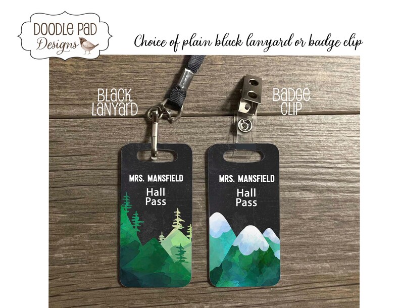 Hall Pass MOUNTAIN Classroom Nature Theme Personalized Teacher Gift for ...