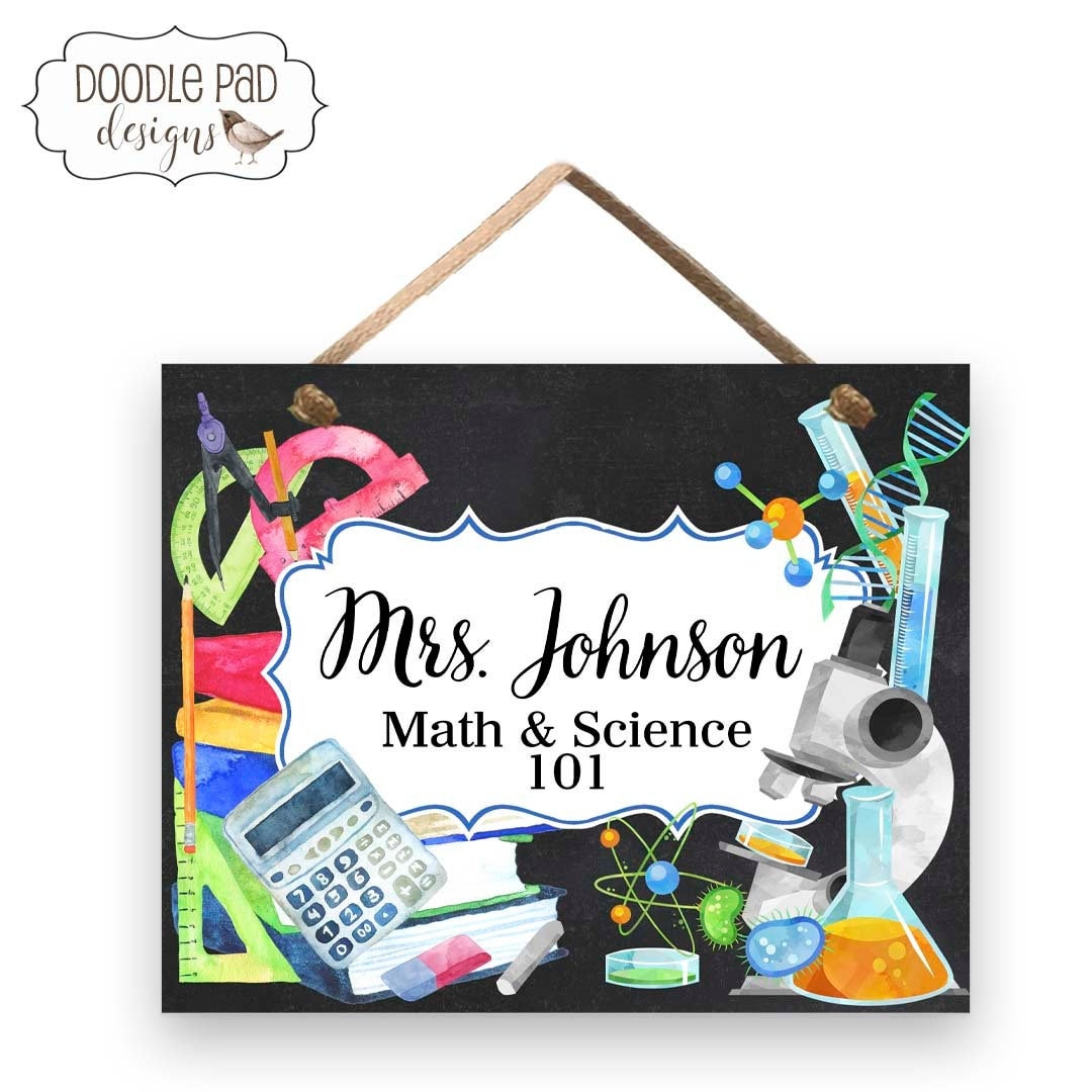 Math & Science Classroom Door Sign, Personalized Teacher Appreciation ...