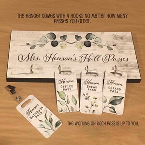Personalized Classroom Decor, Botanical Theme Hall Passes Sign, Teacher ...