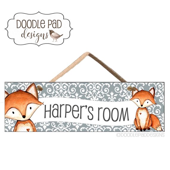 Personalized Woodland Fox Door Name Sign | Etsy