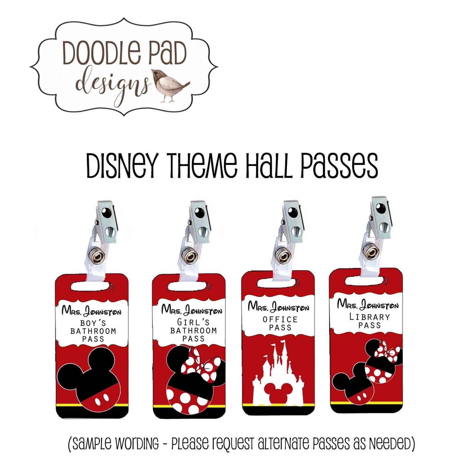 Personalized Hall Passes Add-on Hall Passes Various Themes | Etsy