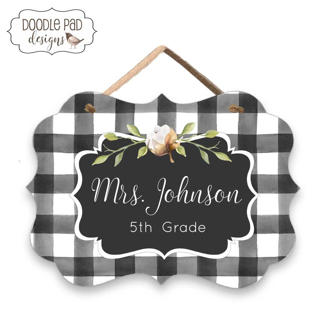 Teacher Door Sign Farmhouse Classroom Name Hanger - Etsy