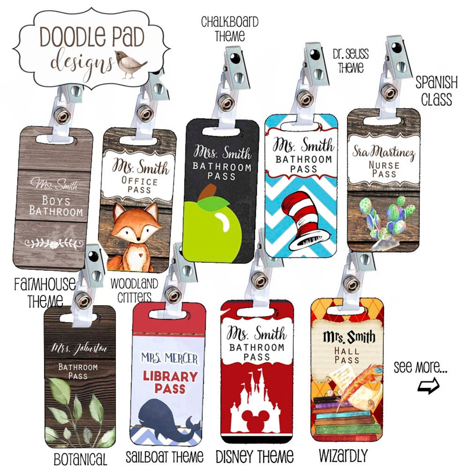 Personalized Hall Passes Add-On Hall Passes Various themes | Etsy