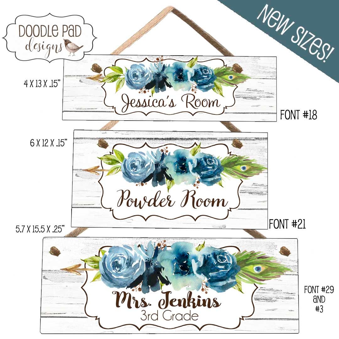 Girls Room Door Sign Floral Nursery Decor Boho Name Sign | Etsy
