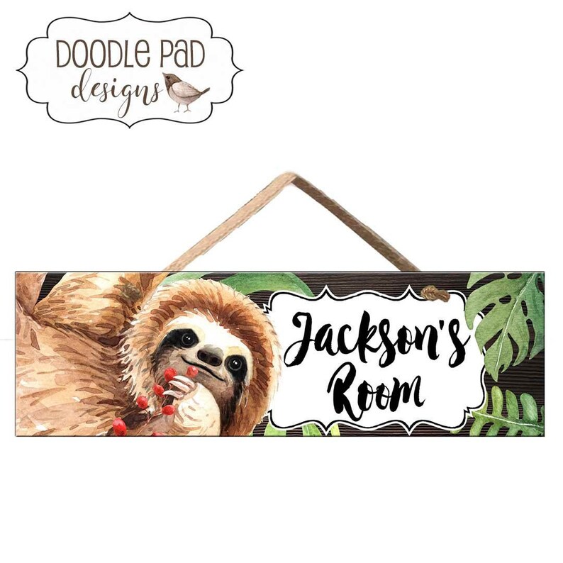 Sloth Door Sign Boy's Room Decor Faux Wood Sign | Etsy