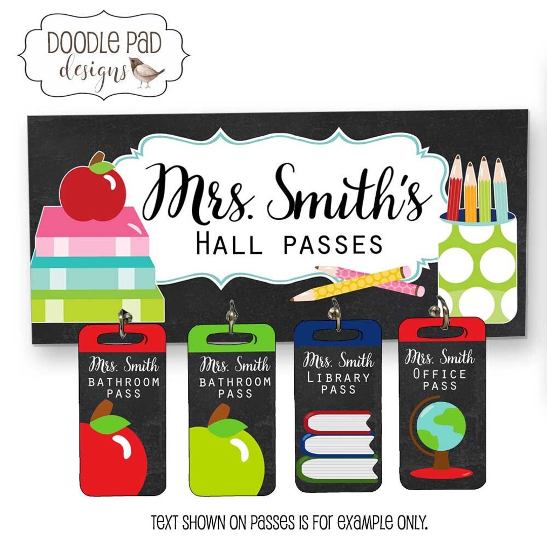 Personalized Classroom Decor, Hall Passes Sign, Teacher Gift, Classroom ...