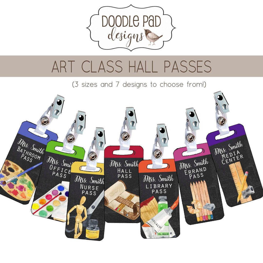 Personalized Art Class Hall Passes, Classroom Management Decor, Teacher ...