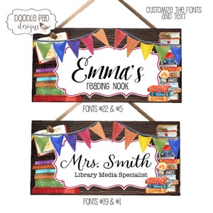 Library or Reading Nook Door Sign | Personalized Librarian Office Sign ...