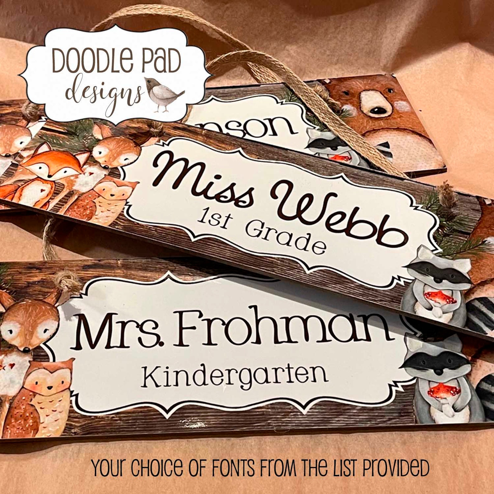 Woodland Animals Classroom Door Sign Personalized Teacher - Etsy