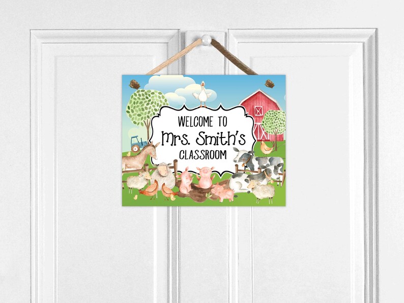 Teacher Door Sign Farm Classroom Theme Name Hanger Barnyard Animals ...
