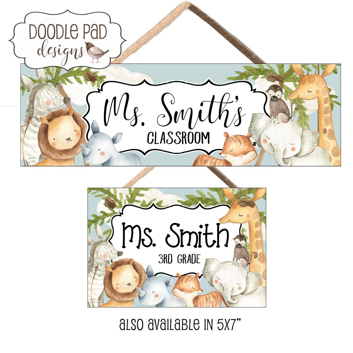 Personalized Jungle Safari Animals Classroom Door Sign - Etsy