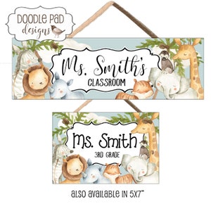 Personalized Jungle Safari Animals Classroom Door Sign - Etsy