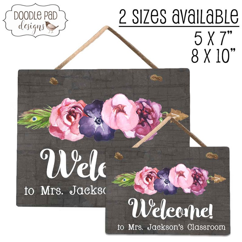 Virtual Classroom Door Sign Personalized Boho Teacher Decor | Etsy