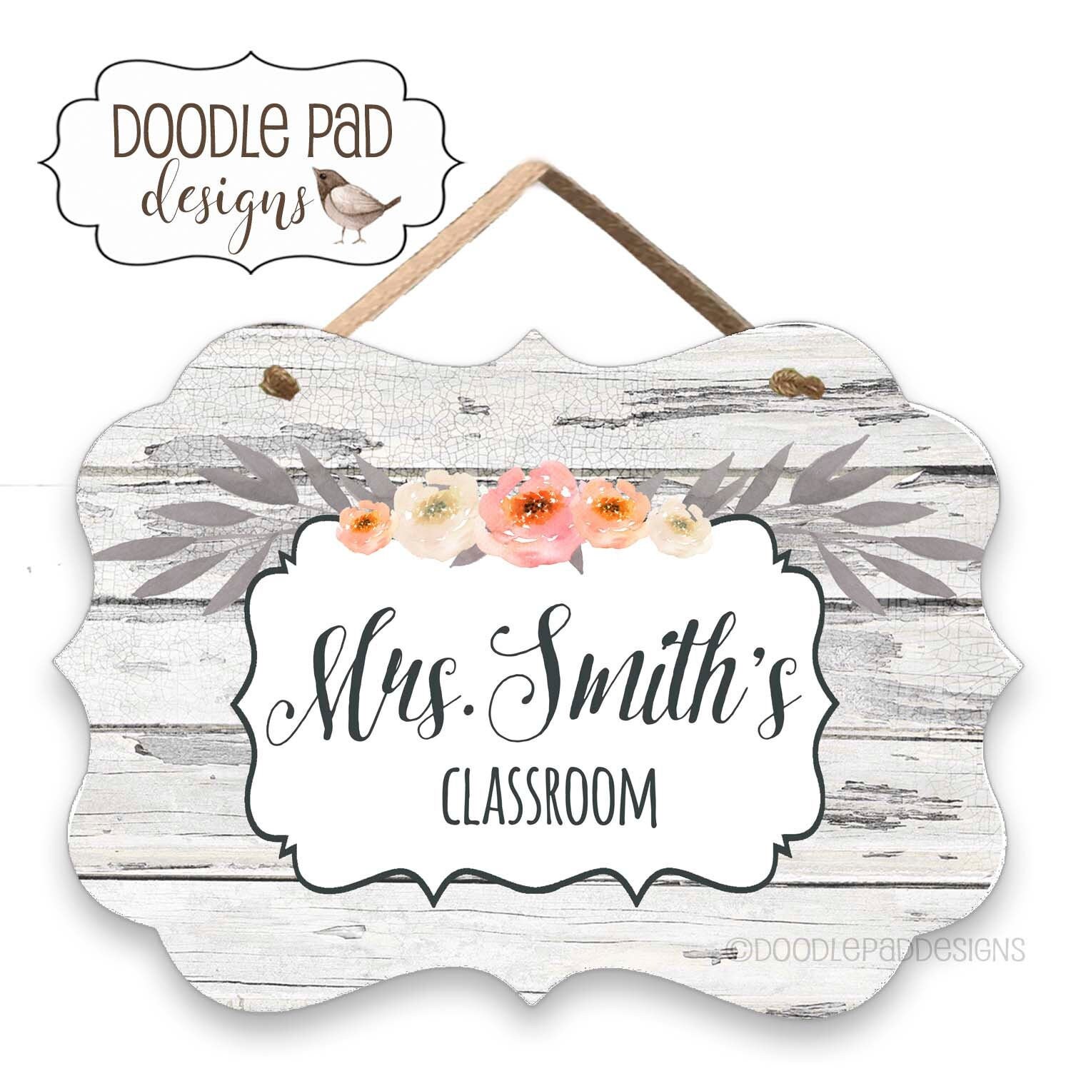 Farmhouse Classroom Door Sign for Teacher Gift, Faux Shiplap Classroom ...
