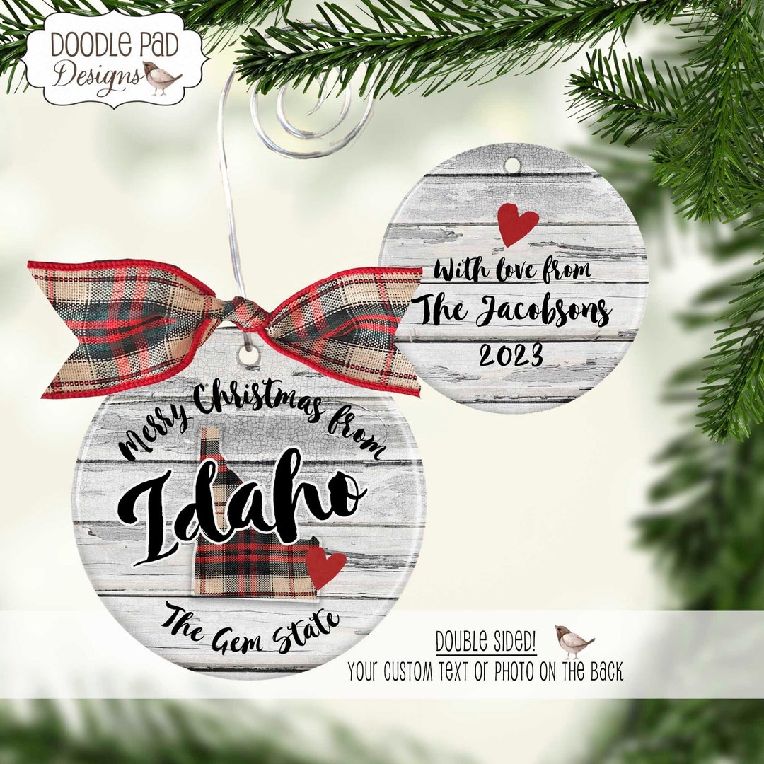 Personalized Idaho State Christmas Ornament - Double Sided Ceramic Any ...