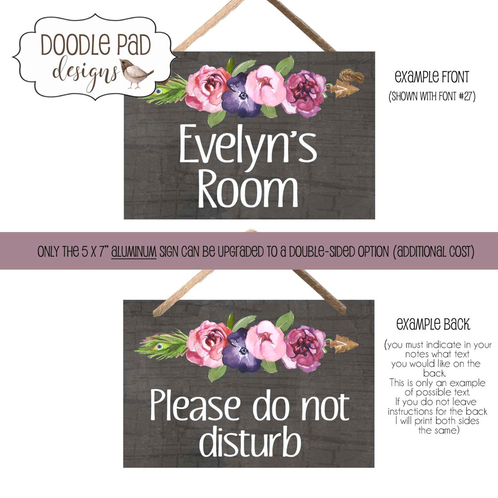 Watercolor Flowers Name Room Door Sign for Senior Living - Etsy