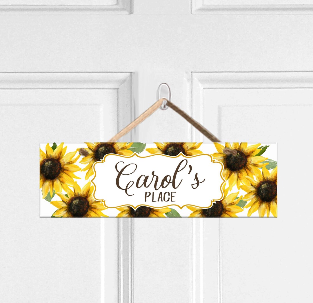 Custom Door Sign Sunflowers Door Hanger Bedroom Name Sign Assisted ...