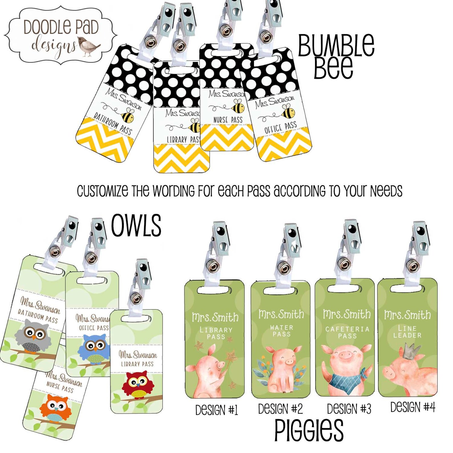 Personalized Hall Passes Add-on Hall Passes Various Themes | Etsy