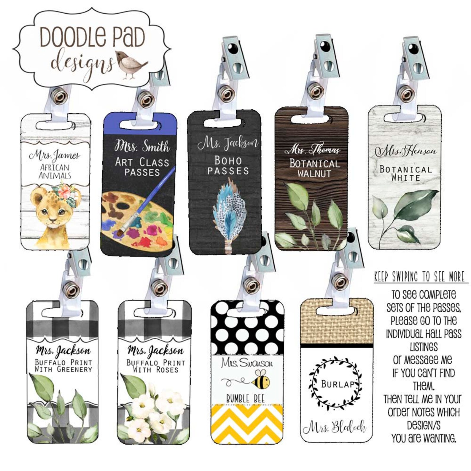 Personalized Hall Passes Add-on Hall Passes Various Themes - Etsy