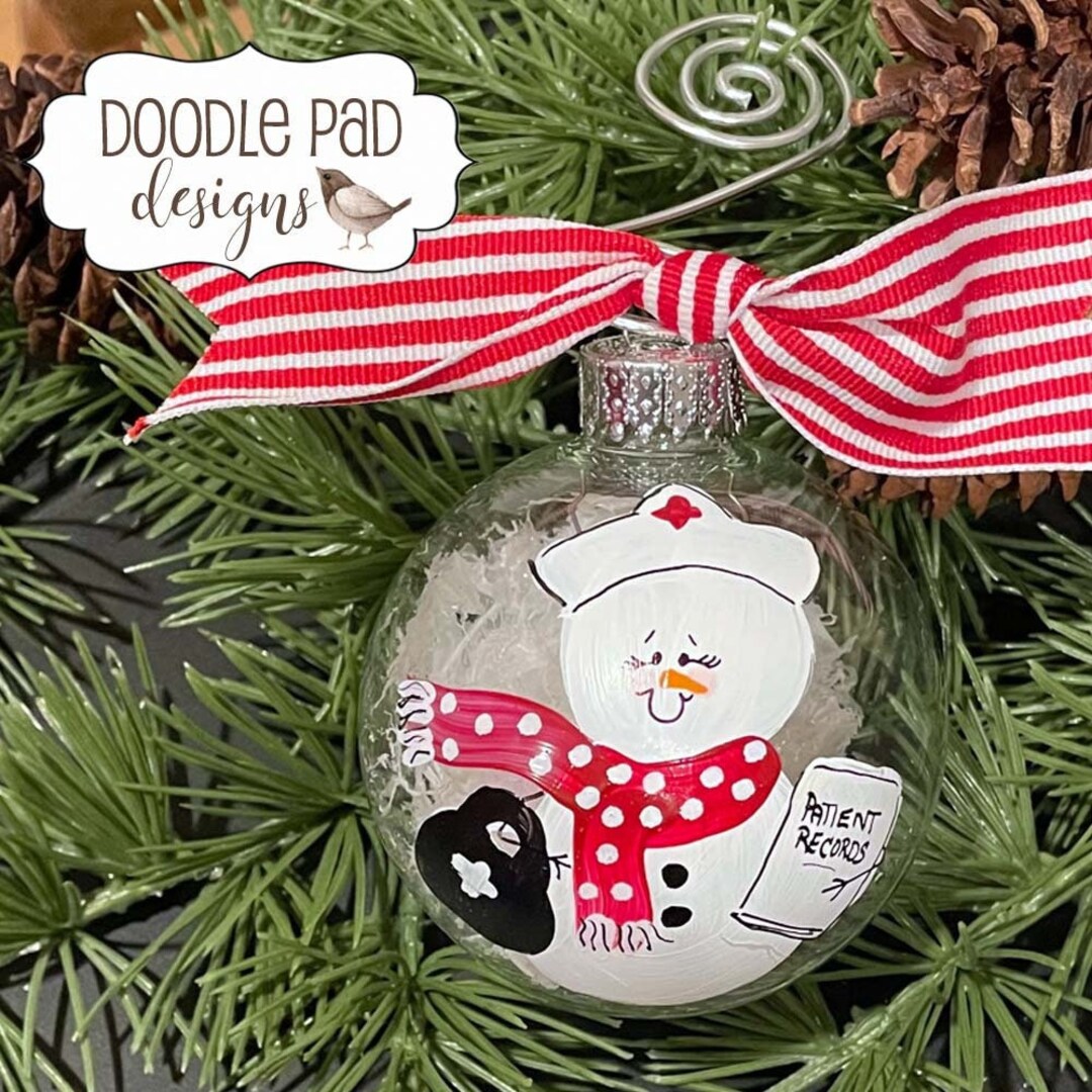 Personalized Hand Painted Snowman Nurse Ornament, Nurse Appreciation ...