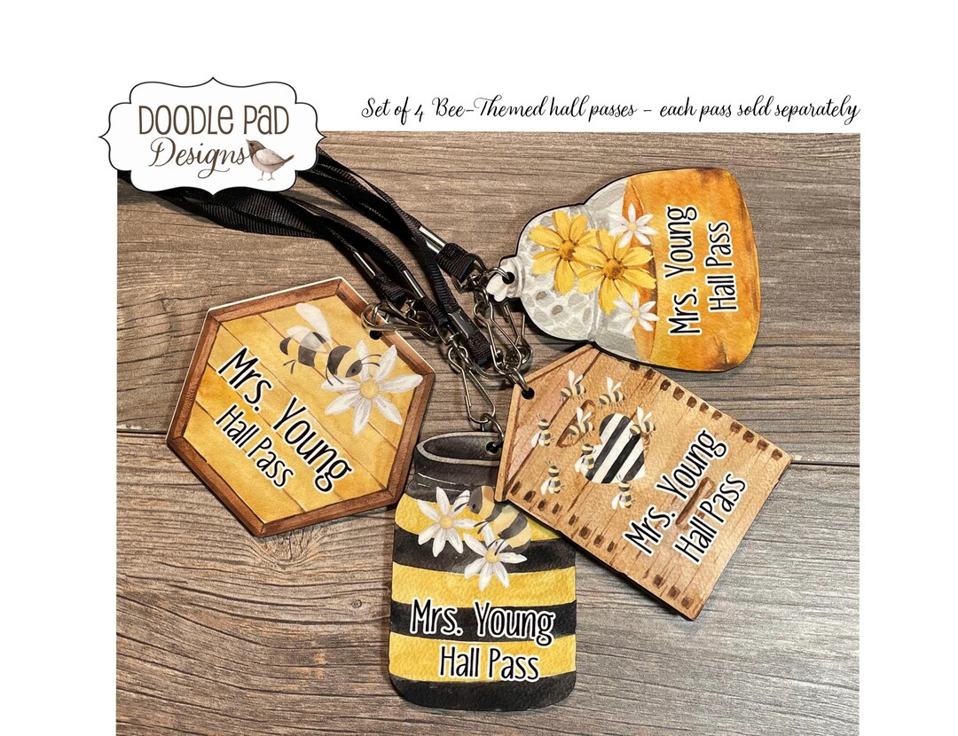 Hall Pass Personalized Bee Themed Classroom Hall Passes for Teachers ...