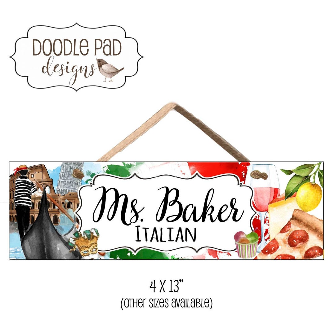 Personalized Italian Class Door Sign Italy Themed Classroom Sign - Etsy