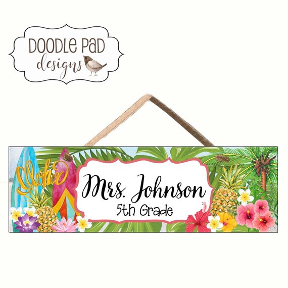 Classroom Door Sign Tropical Hawaiian Theme Sign - Etsy